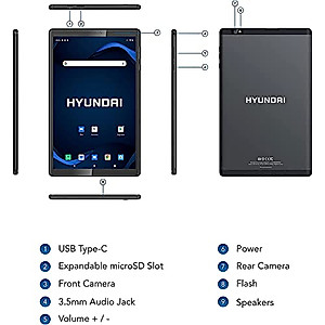 HYUNDAI HT10WB2MSG01 HYtab Plus 10WB2 10" Tablet, HD IPS, 3GB/32GB, Space Grey Bundle with Hard Shell EVA 10 inch Case, Deco Gear Screen Protector, Stylus Pen and Deco Gear Tablet Stand