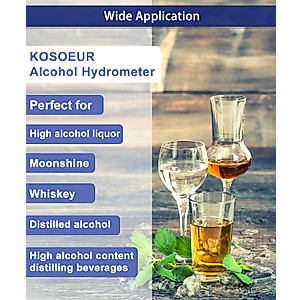 Hydrometer Alcohol Meter Kit, Hydrometer Alcohol 0-200 Proof and Tralle, Alcohol Tester for Liquor, Alcohol Hydrometer for Moonshine, Liquor, Spirits, Proofing, Distilling, with Hydrometer Test Jar