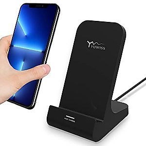 Wireless Charger YW YUWISS Wireless Phone Charger Stand 10W Max Compatible with Apple iPhone 14 13 12/12 Pro Max/ 11Pro/11Pro Max/XR/XS Max/XS/X/8/8Plus, Samsung Galaxy (Dark)