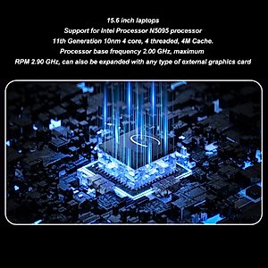 EBTOOLS 15.6in Laptop with 7in Sub Touch Screen, for Intel Celeron N5095 4 Core CPU, 16G LPDDR4, up to 512GB Expantion, Front 0.3 MP Camera, 8000mAh, for Win 11 10 (US Plug 16G+256G)