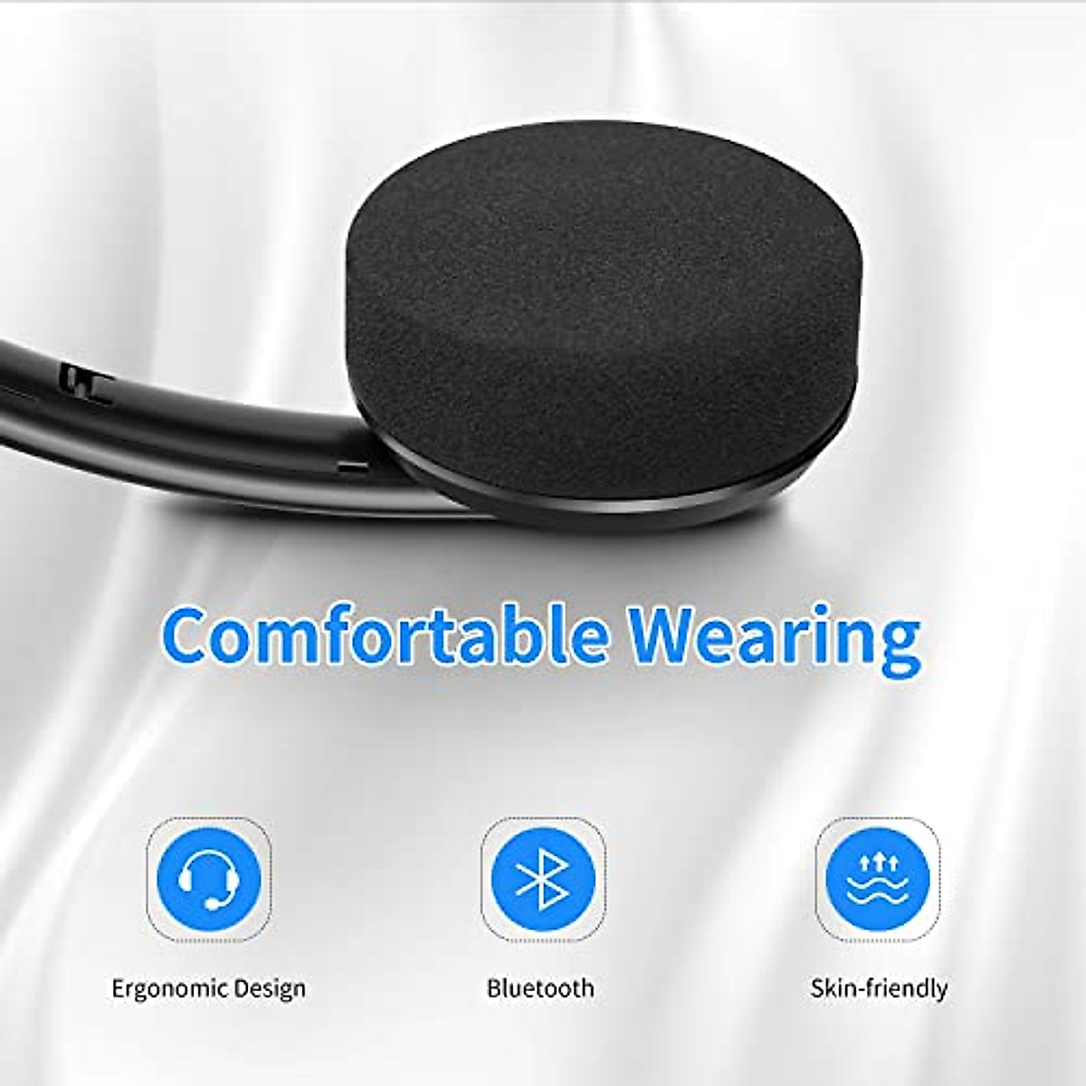 QAWESDX Bluetooth Headset, Trucker Bluetooth Headset with AI Noise Cancelling Microphone, Wireless On-Ear Headphones 17 Hrs Working Time, for Trucker Home Office Remote Work Zoom Online Class Skype