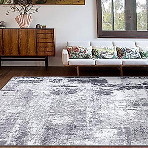 Rugshop Contemporary Abstract Distressed Area Rug 7'10" x 10' Gray
