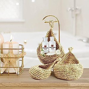 Suwarc Handwoven Boho Wall Hanging Basket for Fruit Vegetable Hanging Baskets Storage Organizer Decorative Hanging Wall Basket for Bathroom Kitchen Back of Door 3-Piece Set with Hook (Jute)