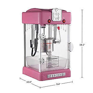 Pop Pup Countertop Popcorn Machine – 2.5oz Kettle with Measuring Spoon, Scoop, and 25 Serving Bags by Great Northern Popcorn (Pink)