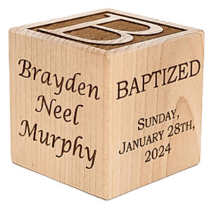 Personalized Baby Baptism/Dedication/Christening Wood Block, Choose From 3 Sizes, Baptism Gift For Boy, Girl, Baby Dedication Gifts, Unique Baptism Gifts (2.5")