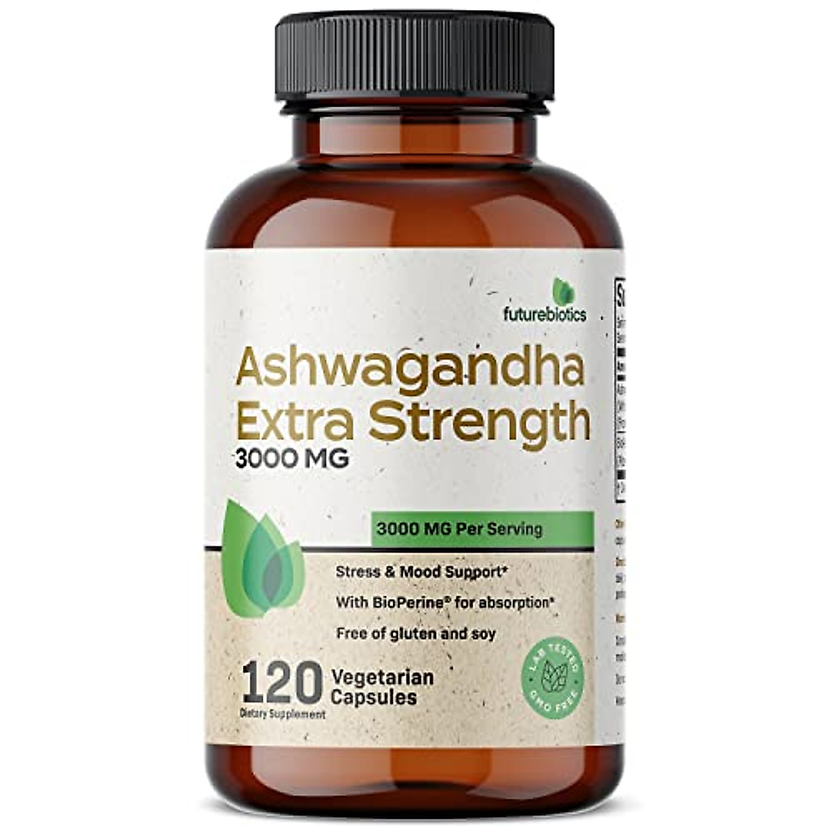 Futurebiotics Ashwagandha Capsules Extra Strength 3000mg - Stress Relief Formula, Natural Mood Support, Stress, Focus, and Energy Support Supplement, 120 Capsules
