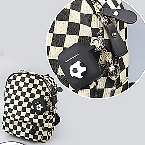 Wonhibo Soccer Airpods Case for Men Boys,Sport Cool Black Cover for Apple Airpod 1 & 2 with Keychain