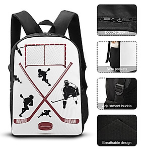 Nakgn Hockey Player Print Kids School Backpack for Elementary Girl Boy