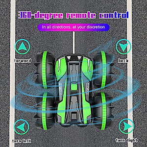 ShuQiaoSi Amphibious RC Car Remote Control Boat for Kids,Water Land Beach Car 2.4 GHz 4WD RC Stunt Truck Toys for 6-12 Year Boys Girls Christmas Birthday Gifts