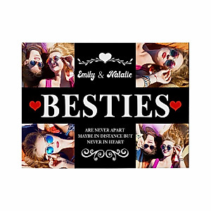 Personalized Sister Gift from Best Friends with Text, Custom Picture Frame for Women, Customized Red Heart Design Friend Photo Frame for Tabletop Display Living Room