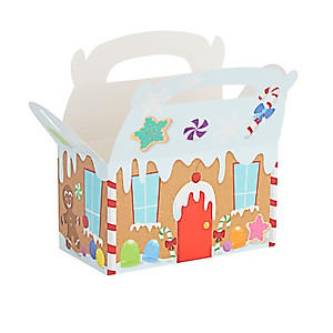 Juvale 24-Pack Gingerbread Treat Boxes, 6.2 x 3.3 x 3.5 Inches Party Favor Boxes, Christmas Treat Boxes for Cookies and Goodies for Kids