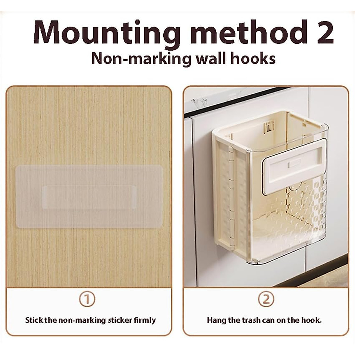 Foldable Hanging Trash Can,2024 New Hanging Kitchen Trash Can, Foldable Waste Bin for Kitchen, Collapsible Hang Small Plastic Garbage Can for Cabinet/Car/Bedroom/Bathroom(Gray)