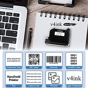 v4ink Original Solvent Fast Dry Ink Cartridge BT-2580P (0.5 Inch) Replacement for BENTSAI Handheld Inkjet Printer BT-HH6105B2 B3 B10(Black, 1-Pack)