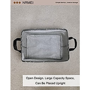 NRMEI Rectangle Storage Bin Toy Organizer Foldable Waterproof Coating Nursery Hamper for Living Room Bedroom and Clothes Toys(Rec Line Dinosaur)