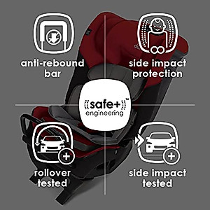 Diono Radian 3QX 4-in-1 Rear & Forward Facing Convertible Car Seat, Safe+ Engineering 3 Stage Infant Protection, 10 Years 1 Car Seat, Ultimate Protection, Slim Fit 3 Across, Red Cherry