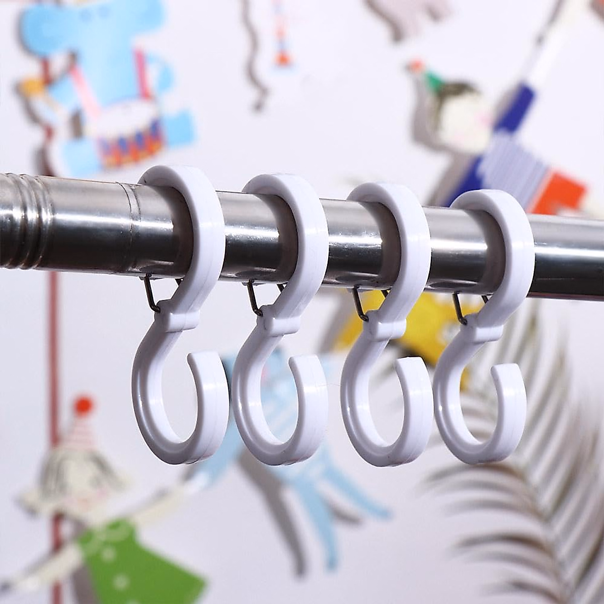 8Pcs S Hooks for Hanging, Heavy Duty S Shaped Hook with Safety Buckle, Multifunctional Storage Hooks for Hanging Plants, Kitchen Utensil, Clothes and Bags(White, 1.14" x 2.52", for 0.55inch crossbars)