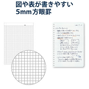KOKUYO D Shaped Soft Ring Notebook, 5mm Grid Ruled, 70 Sheets, A6, Black, Japan Import (SU-SV457S5-D)