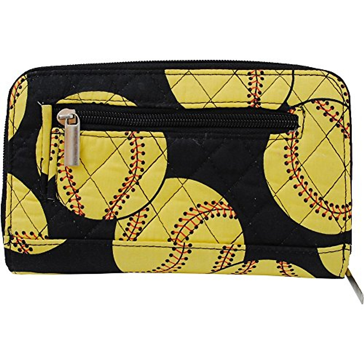 Softball Print Quilted Twist Lock Wallet
