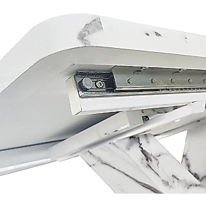 Goderfuu Extendable Marble Dining Table Set for 6 - Modern Dining Table with White X-Shaped Base and Faux Marble Top, 63 inch Rectangular Dining Table, Kitchen Table Dinner Table Dining Room Table