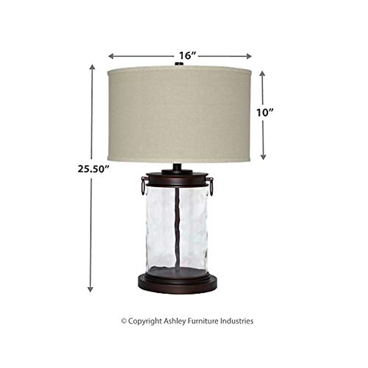 Signature Design by Ashley Tailynn Modern 25.25" Glass Table Lamp with Hardback Shade, Clear