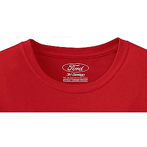 JH DESIGN GROUP Women's Ford Mustang Classic Emblem T-Shirt in Black Red or Heather-Gray (Large, Red)