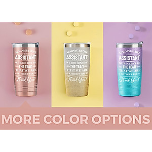 Onebttl Administrative Professional Day Gifts for Administrative Assistant, Secretary, 20 oz Stainless Steel Tumbler for Women - Thank You - Rose Gold