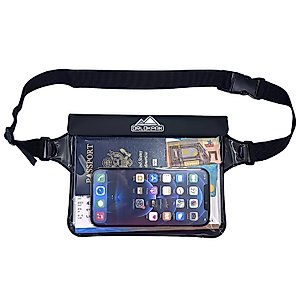 DRLOKPAK Waterproof Waist Bag Waterproof Waist Pouch With Secret Holder Keep Your Phone kindle Wallet Watch Passport Dry Perfect For Surf Canoe Swim Snorkel Dive Beach Pool (Black)