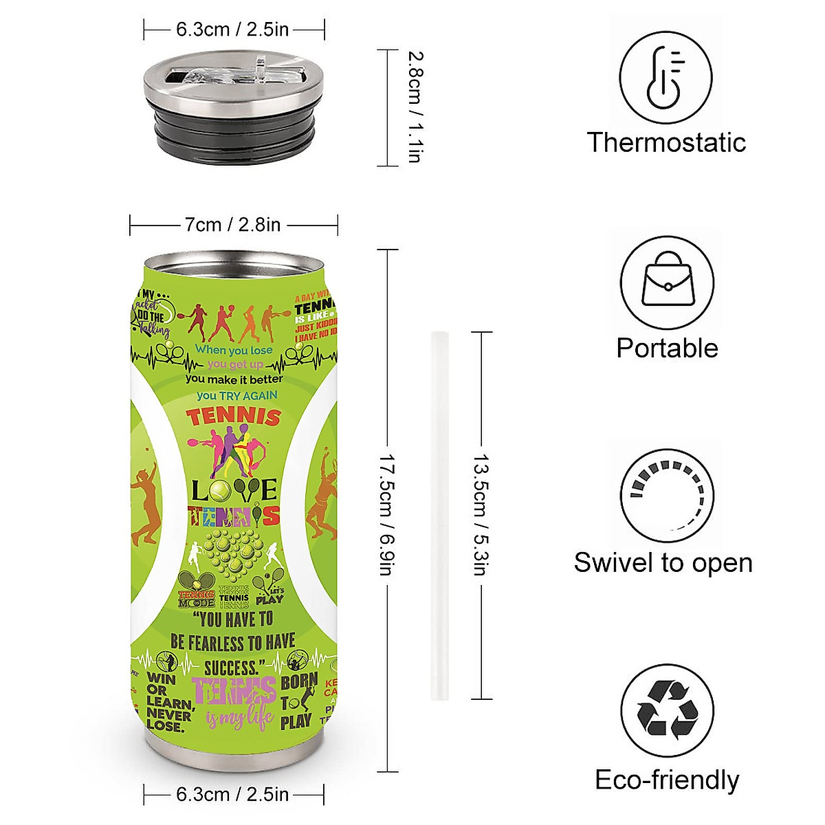 JDEIFKF Tennis Tumbler Cup Travel Mug With Lid,Tennis Lover Birthday Gifts Stainless Steel Vacuum Coffee Mug Cup Tennis Gifts For Women Men 17 Oz