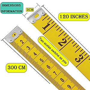 Oboteny 2Pcs Tape Measure Measuring Tape for Body, 120-Inch Double Scale Sewing Flexible Ruler for Weight Loss Body Measurement Tailor Craft Vinyl Body Measurement Tape(White, Yellow)