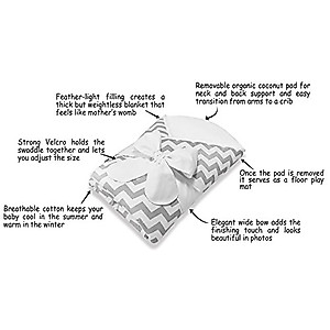 BundleBee Baby Wrap – Swaddle – Baby Blanket – Summer or Winter - Feather Light - Neck and Back Support – Hypoallergenic – Beautiful Packaging – Newborns 0-4 Months - Grey Polka Dot