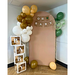 Gender Neutral Baby Shower Decorations & Decor Set: Oh Baby Burlap Banner, Sage Green, Nude & Confetti Balloons - Ideal for Boy, Girl Reveal Party & Welcome Baby Sign Garland Backdrop Decoration