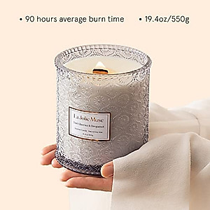 LA JOLIE MUSE Dark Berries & Bergamot Scented Candle, Large Glass Jar Candle, Candle Gift, Natural Soy Candle for Home, 90 Hours Long Burning Time, 19.4 Oz