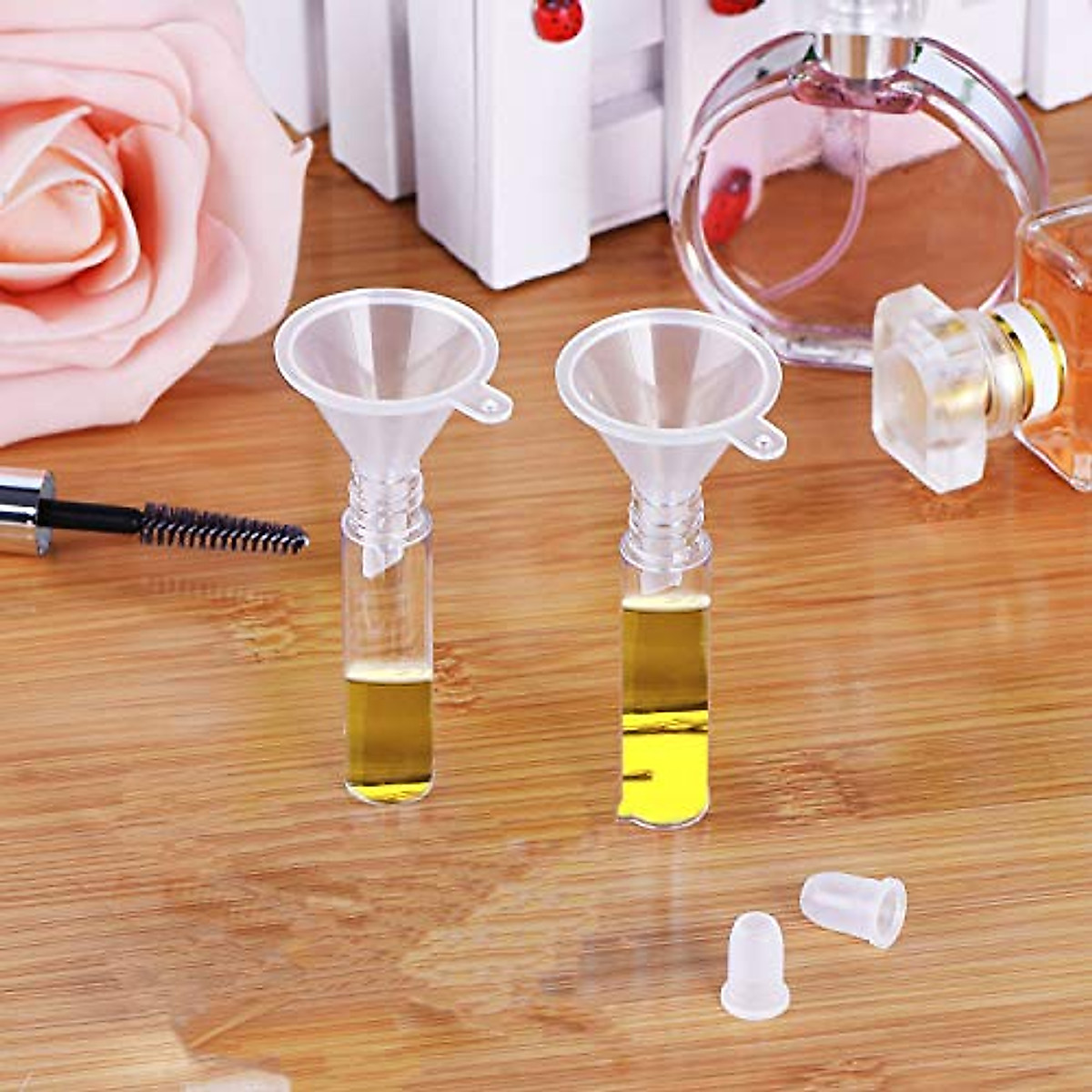 ICEYLI 10ml Empty Mascara Tube, Eyeliner Tube and Lip Gloss Tubes Rubber Inserts and Funnels for Castor Oil, Ideal Kit for DIY Cosmetics