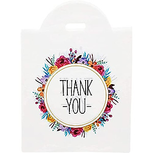 Thank You Gift Bags with Handles, Floral Wreath Design (12 x 13 in, 100 Pack)
