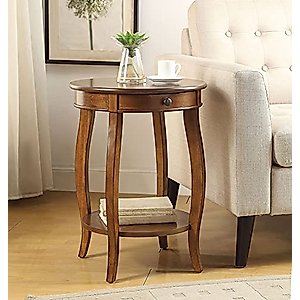 Farmhouse Side Table,Solid Wood Small End Table with Drawer Accent Table 2-Layer Sofa Table Bedside Table Home Decor for Living Room Bedroom Balcony Office Rustic Brown