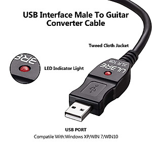 ULBRE USB Microphone Cable 10Ft, XLR To USB Cable Mic Link Converter Cable Studio Audio Cable Connector Cords Adapter for Microphones or Recording Instrument Karaoke