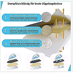 Ironing Board Cover,Extra Thick Heavy Duty Ironing Board Cover and Pad,Iron Board Cover,Ironing Board Covers,Iron Cover Replacement Ironing Board Cover Durable Foam 3 Layers,Easy-Fit,100% Cotton,Gray