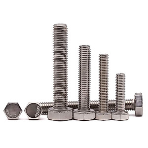 1/2-13 x 1 (8 PCS) Stainless Steel Hex Bolts, Hex Head Screws, Full Thread, Coarse Thread, Plain Finish, Machine Thread, Stainless Steel 304 (18-8)