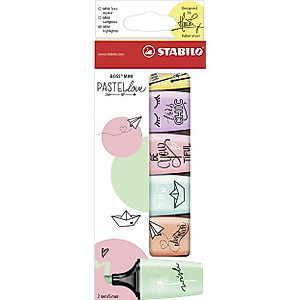 Highlighter - STABILO BOSS MINI Pastellove Wallet of 6 Assorted Colours