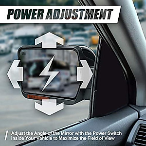 Left Driver Side Chrome Power Heated Glass w/Amber LED Turn Signal Light Towing Mirror Compatible with Ford F150 04-14