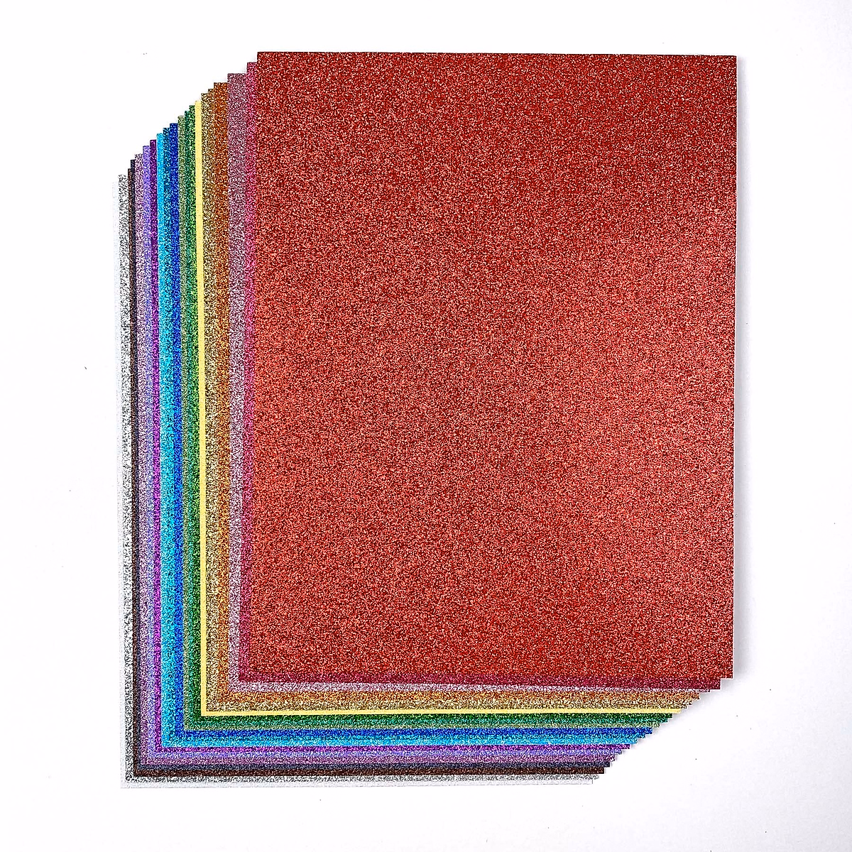 Nonshed Glitter Cardstock Paper, 48 Sheets 24 Colors, Premium Glitter Paper for Crafts, DIY Projects, Card Making, 200GSM