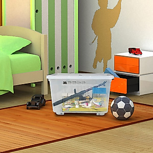 Hommp 4 Packs 30 Liter Clear Large Storage Boxes Container with Lids and Wheels