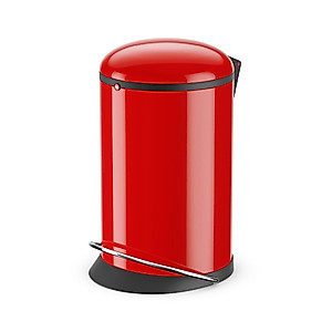 Hailo Harmony M waste bin | 12 L / 3.2 gal | Cushioned lid-closing mechanism (soft-close) | Steel sheet | Wide metal foot rail | Bin liner clamping ring | Carrying handle | Made in Germany | Red
