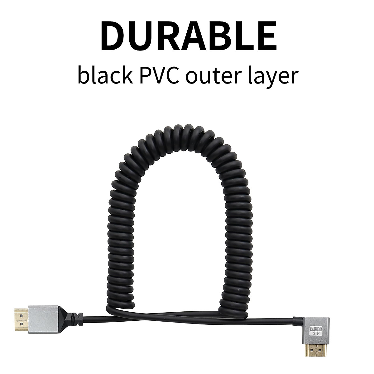 RIIEYOCA 90 Degree Left Angle UHD 4K HDMI Male to HDMI Male 18Gbps High Speed 2.0 Extender Coiled Cable Supports 4K@60Hz,1080p,ARC,3D,for DVRs,HDTV,Roku Ultra Stretchable to 1.5M/5FT