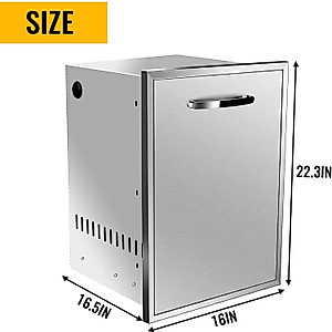 single pull-out trash can stainless steel outdoor kitchen trash can can store a 10 gallon commercial trash can without handle design (16''W x 22''H x 18''D)