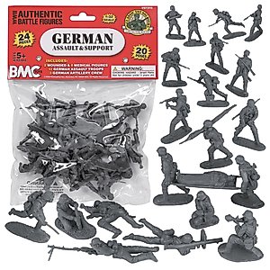 BMC CTS WW2 German Assault & Medics Plastic Army Men - 24pc Gray Soldier Figures