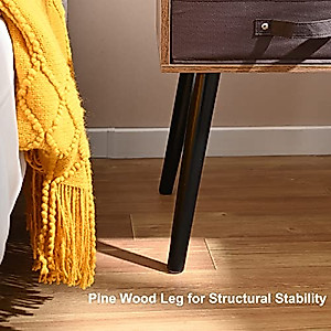 Iwell Nightstand Set of 2, Bedside Table with Drawer, Mid-Century Nightstand, End Table Side Table for Bedroom, Rustic Brown