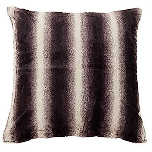 Fennco Styles Wilma Collection Country Faux Rabbit Fur Palette 28 x 28 Inch Throw Pillow Cover – Black Euro Pillow Case for Couch, Bedroom and Living Room Décor