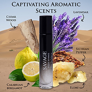 Savage for Men Edt Top notes of Calabrian, Bergamot & Blend of Pepper, Ferrera Lavender & Vetiver Fresh & Woody Fragrance for Everyday Use 0.5 fl Oz (15ml) Bottle for Home & On-The-Go Use Tsa Ready