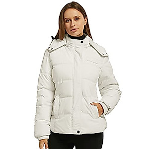 Wantdo Women's Plus Size Winter Coats Water-Resistant Puffer Jackets Beige 2XL